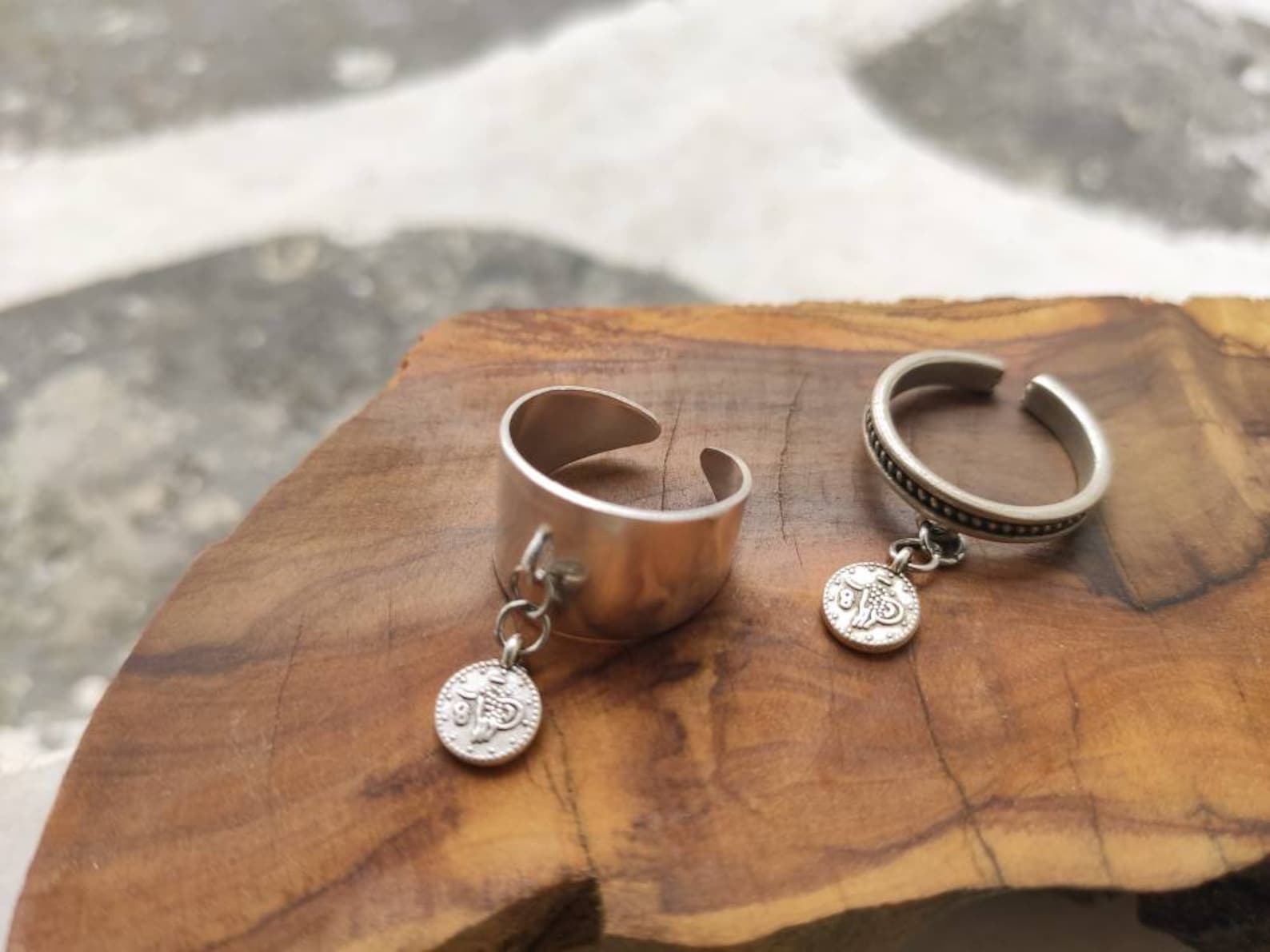 Boho Ring, Dangle Charm Ring, Dainty Ring, Moonchild Ring, Witch Ring ...
