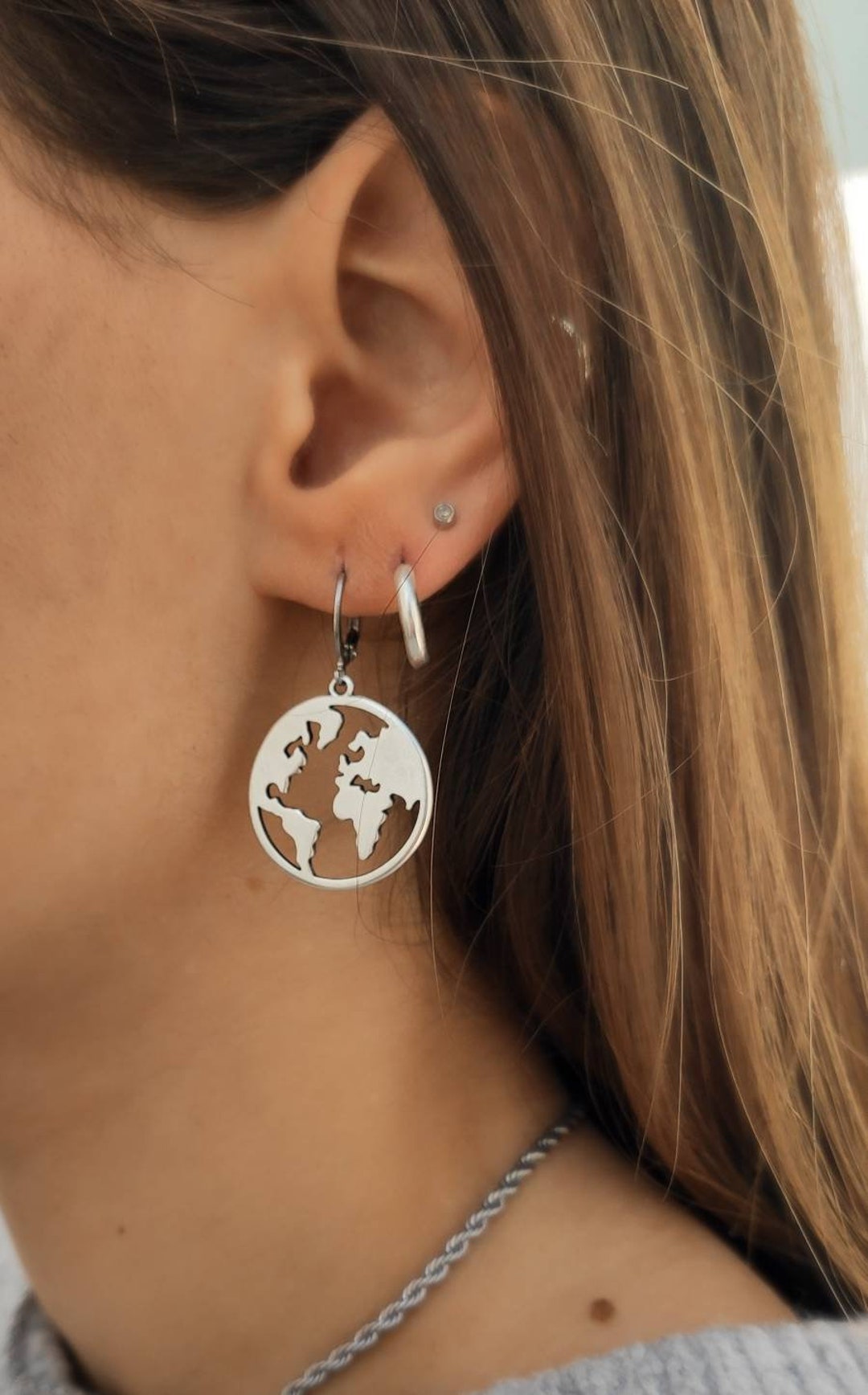 Funky Earrings, World Map Earrings, Novelty Earrings, Wanderlust Dangle ...