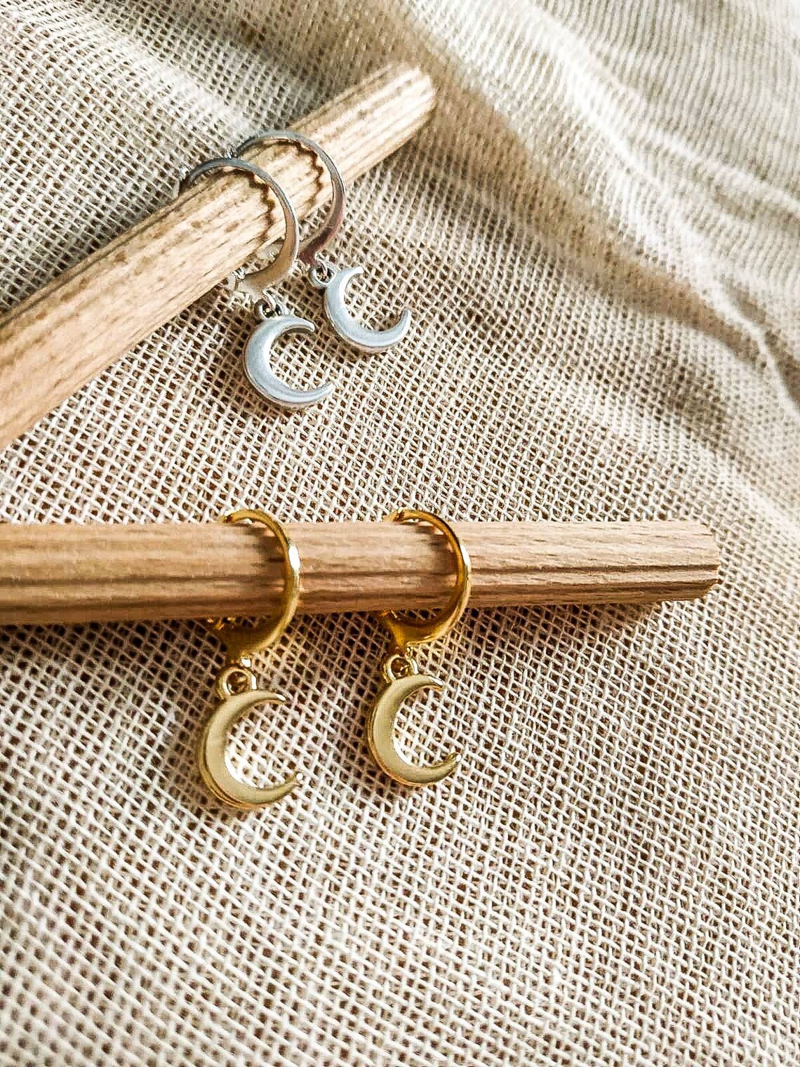 Silver Moon Hoop Earrings Bohemian Earrings Anime Earrings | Etsy