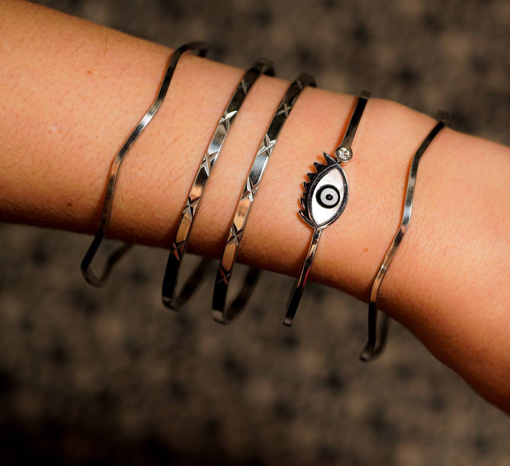 Evil eye bangle bracelet Evil eye jewelery Gold evil eye | Etsy