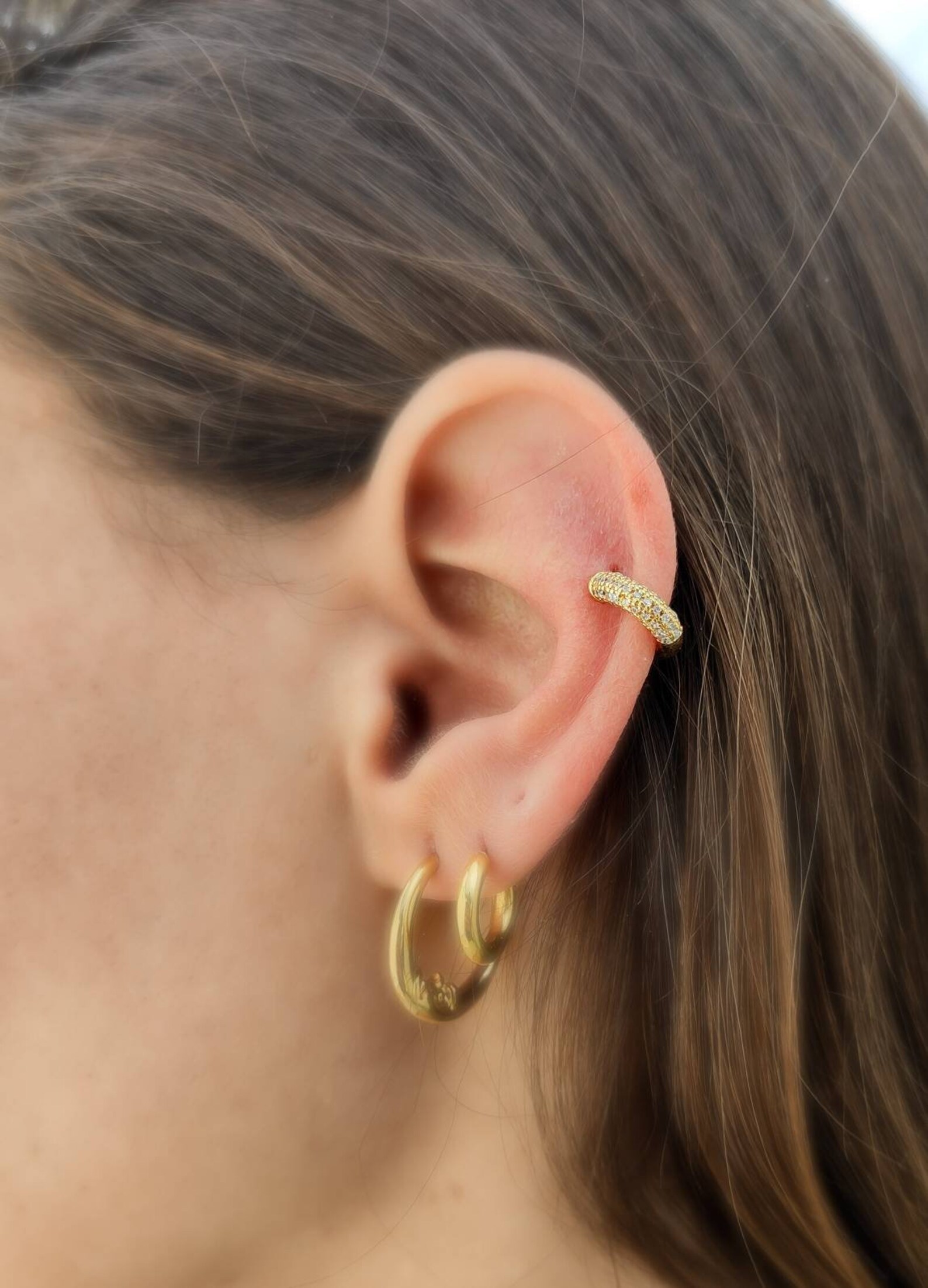 Fake Helix Piercing Ear Cuff No Piercing Fake piercing Ear | Etsy