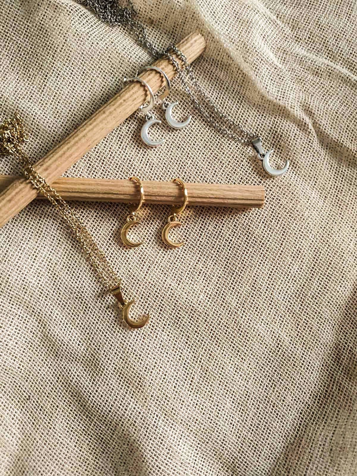 Silver Moon Hoop Earrings Bohemian Earrings Anime Earrings | Etsy
