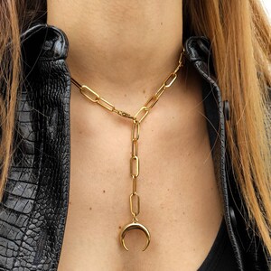 Moon Chain Necklace, Layered Necklace, Statement Necklace, Chunky Gold ...