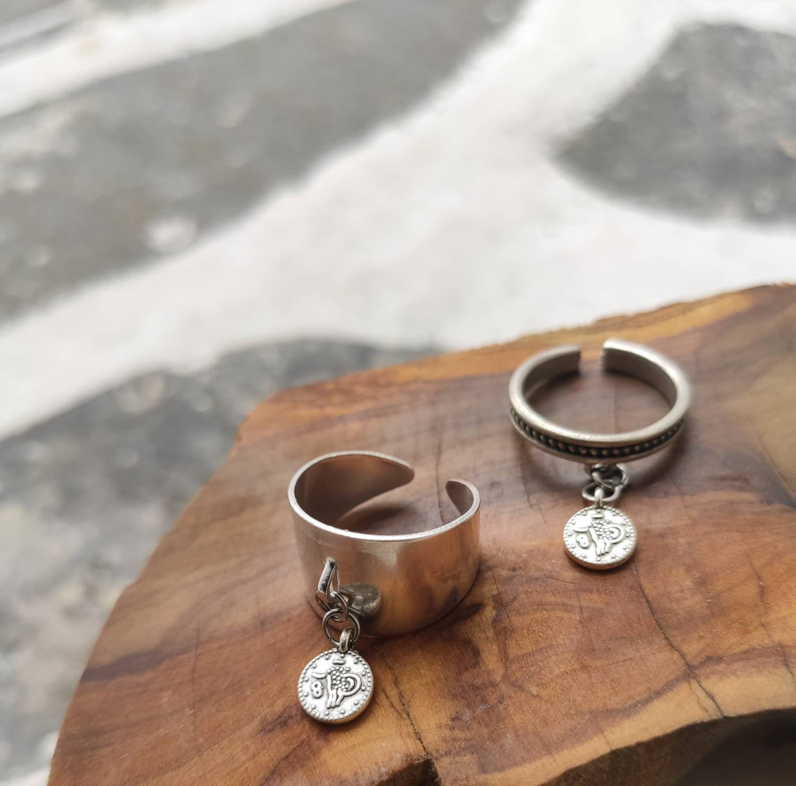 Boho Ring, Dangle Charm Ring, Dainty Ring, Moonchild Ring, Witch Ring ...