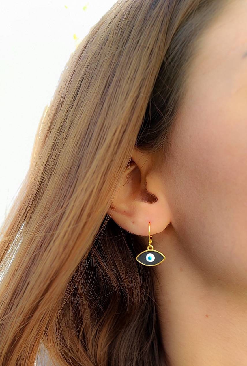 Evil eye earrings Dangle earrings Evil eye jewelry Huggie | Etsy