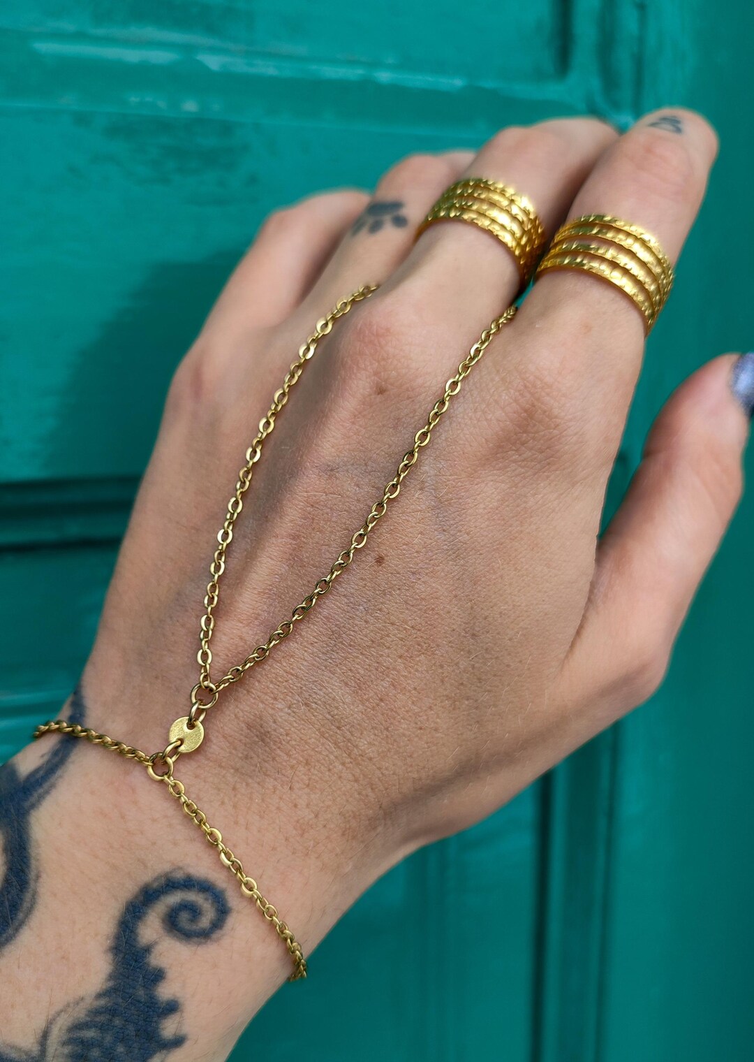 Gold Geometric Hand Chain, Dainty Gold Hand Chain, Gold Body Jewelry ...