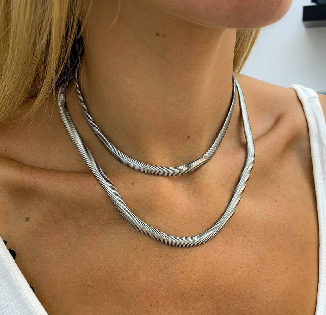 Silver Chain Necklace Gold chain necklace Chain choker | Etsy