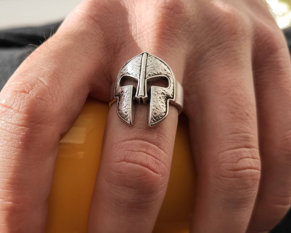 Spartan Helmet Ring Mens Silver Ring Mens Gift Spartan | Etsy