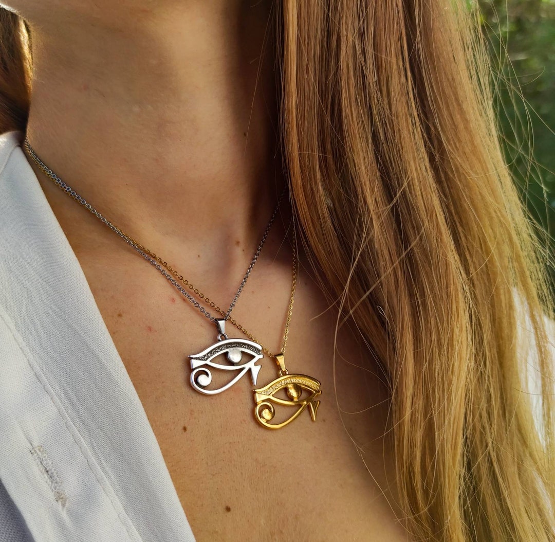Eye of Ra Gold Chain Necklace, Eye of Horus Spiritual Necklace, Evil ...