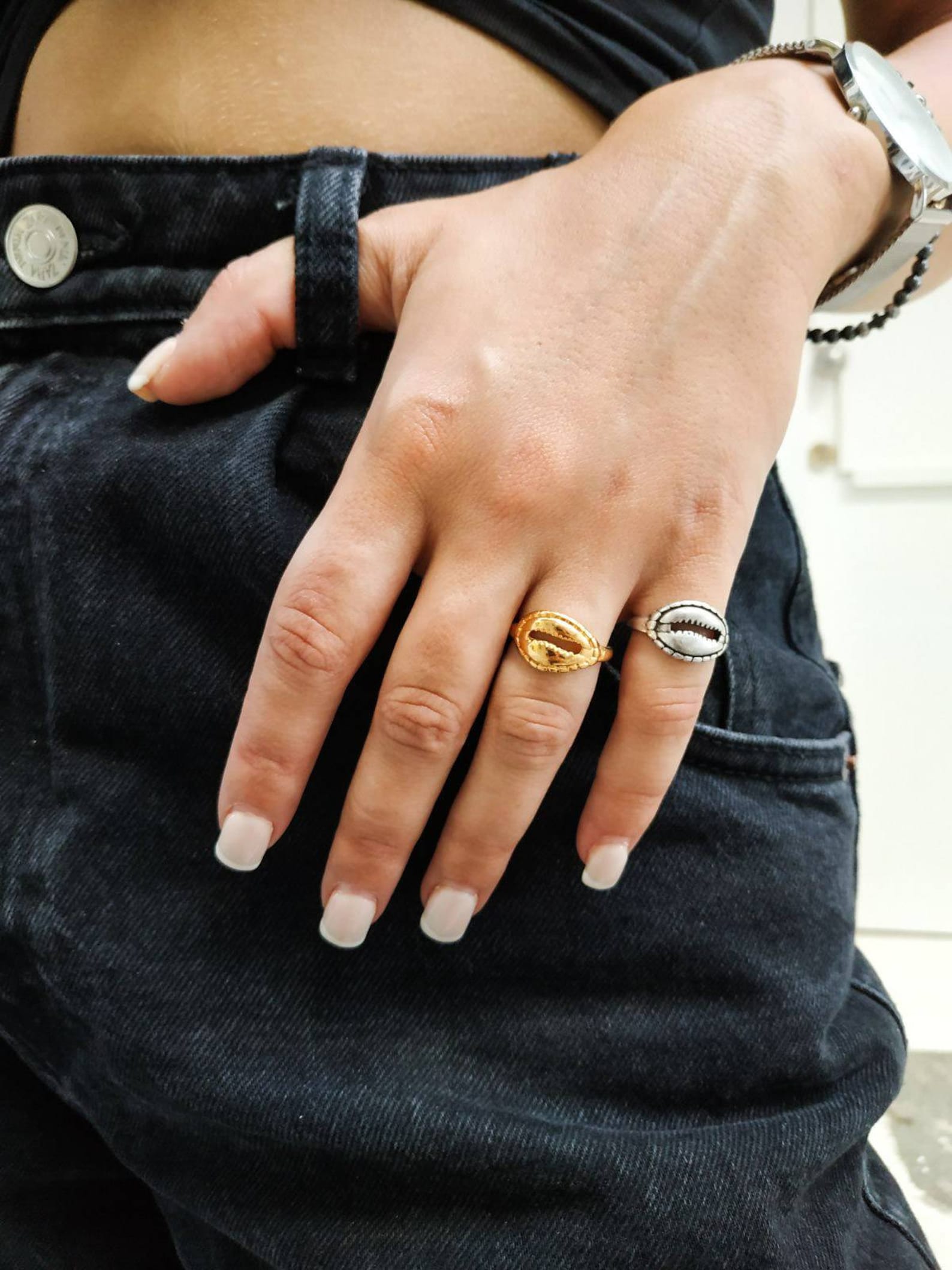 Cowrie Shell Ring Gold Shell Ring Gold Cowrie Ring Silver - Etsy