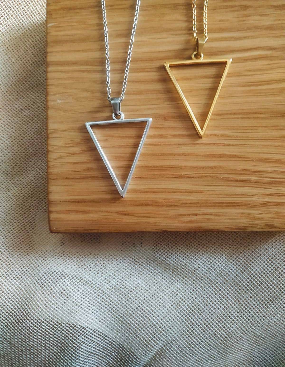 Silver Triangle Necklace Gold Triangle Pendant Water Symbol | Etsy
