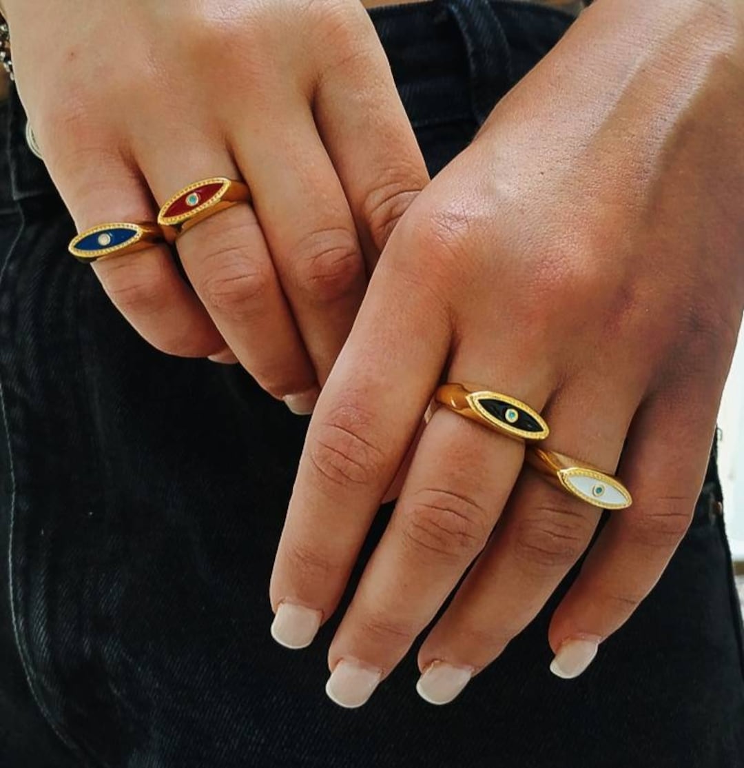 Gold Evil Eye Ring, Greek Jewellery, Ring With Evil Eye, Ring for ...