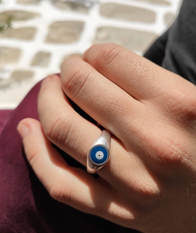Evil Eye Ring Greek Jewellery Ring With Eye Protection Ring Positive Energy Ring Hand Painted ...