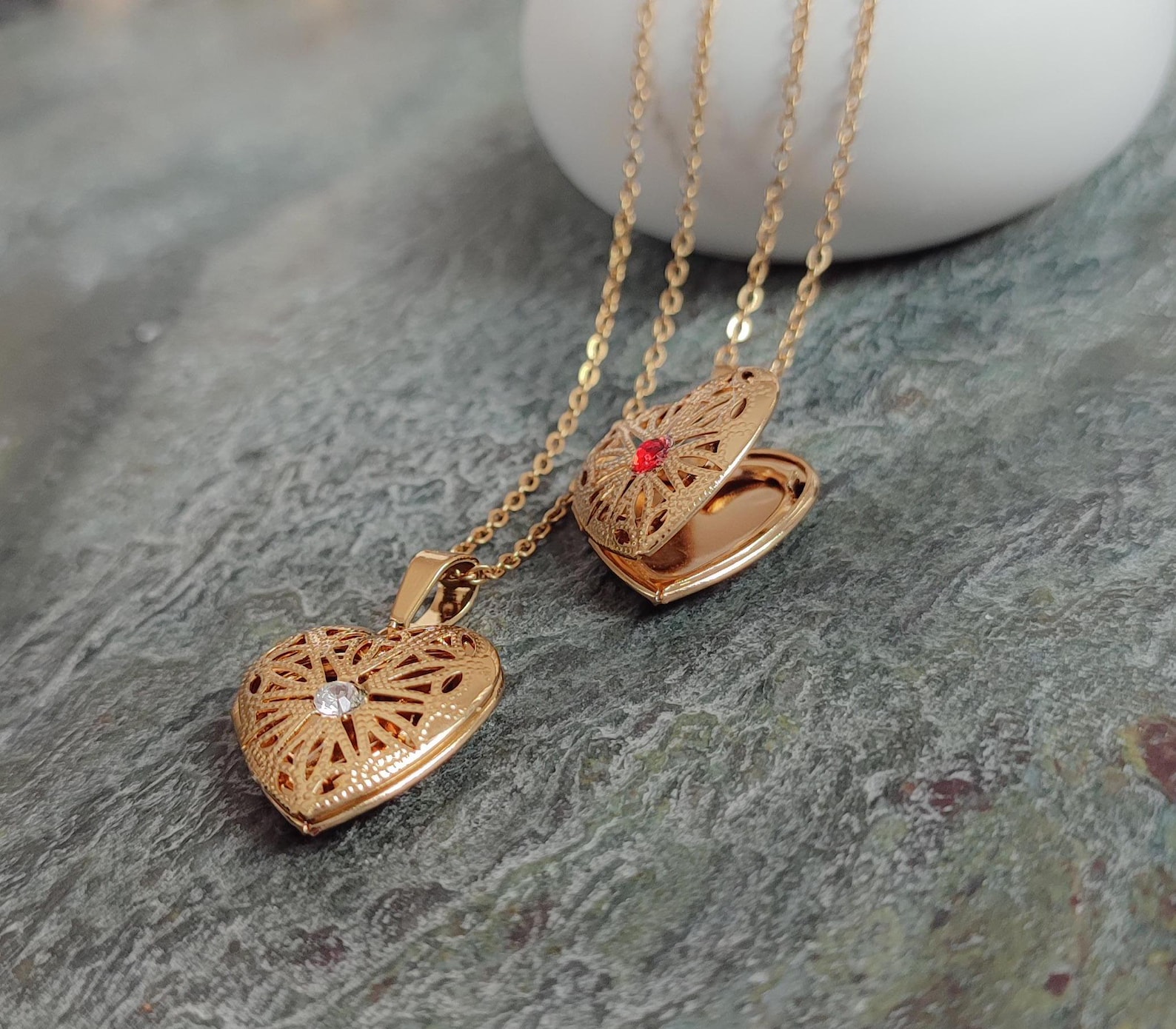 Silver Heart Photo Locket Necklace, Valentines Day Silver Chain ...