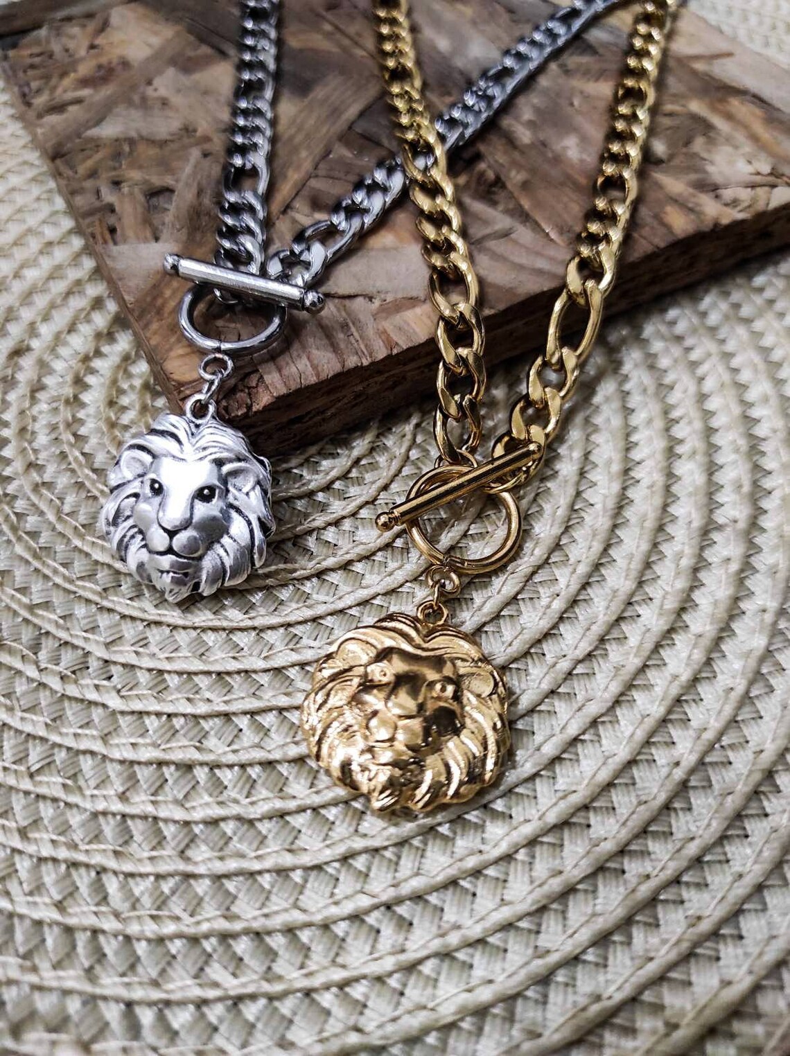 Lion Chunky Chain Necklace, Zodiac Necklace , Statement Necklace, Gold ...