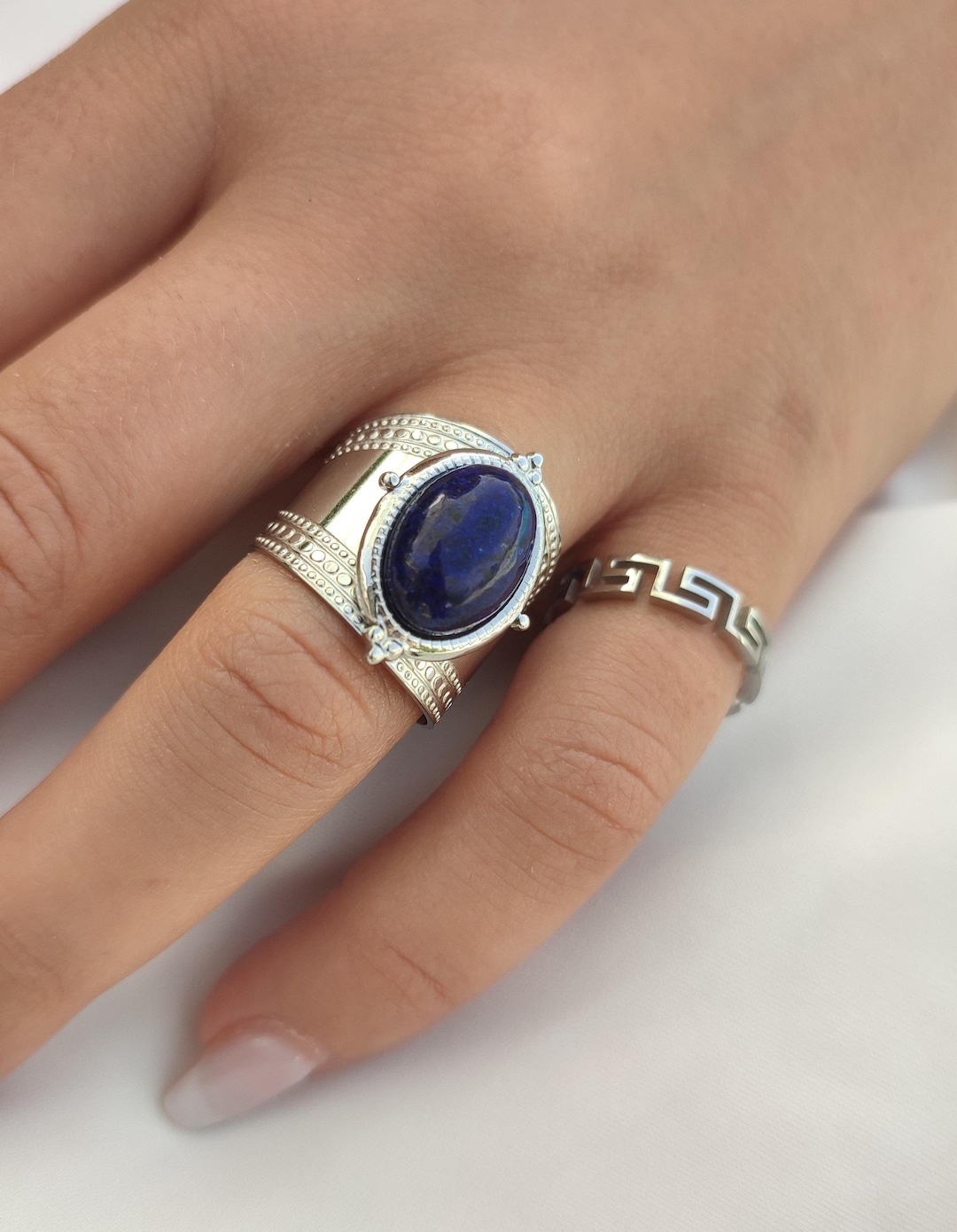 Meander Ring, Gold Greek Key Ring, Silver Black Onyx Ring, Agate Ring ...