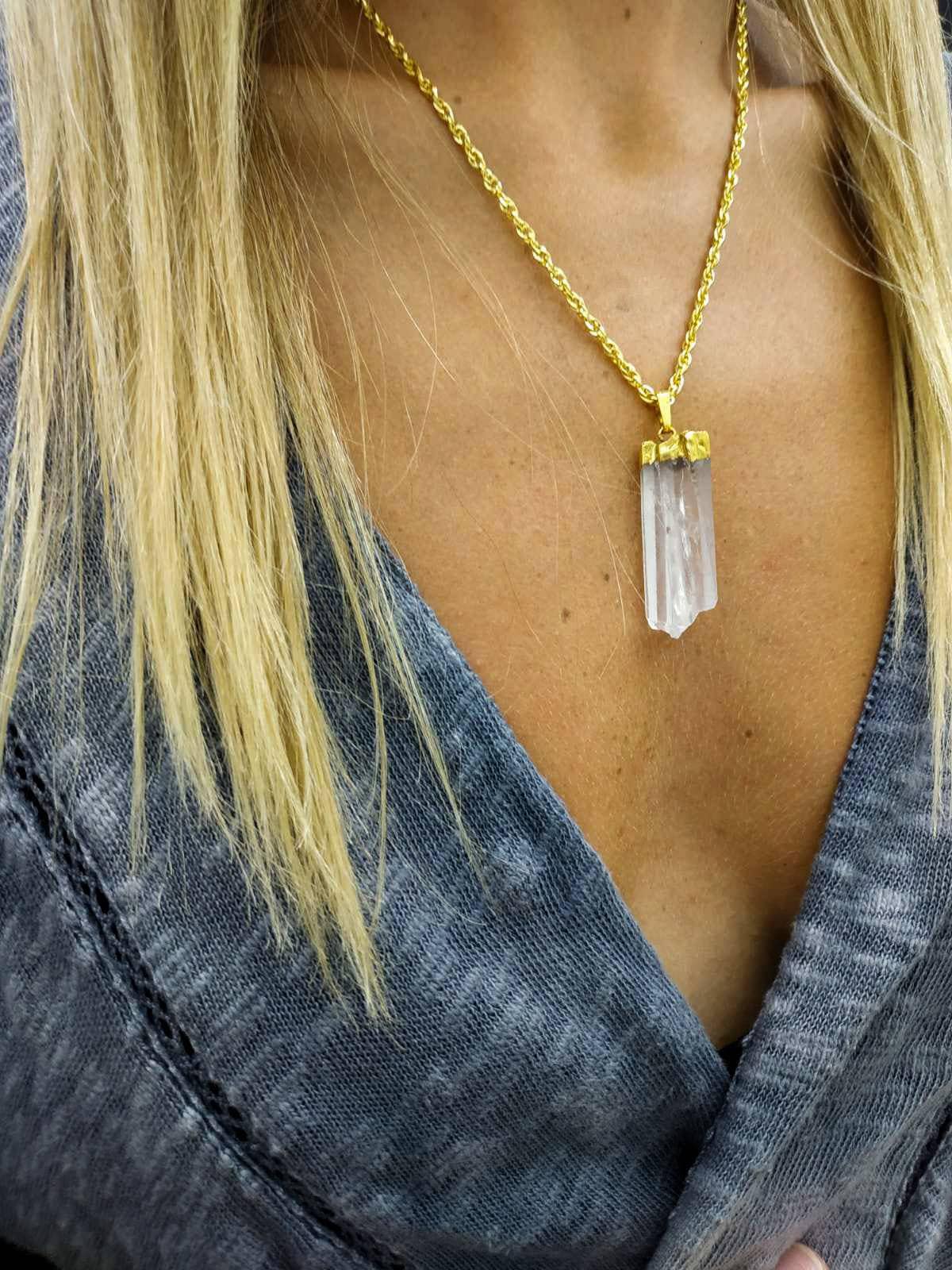 Quartz Crystal Necklace Clear Quartz Necklace Chakra | Etsy