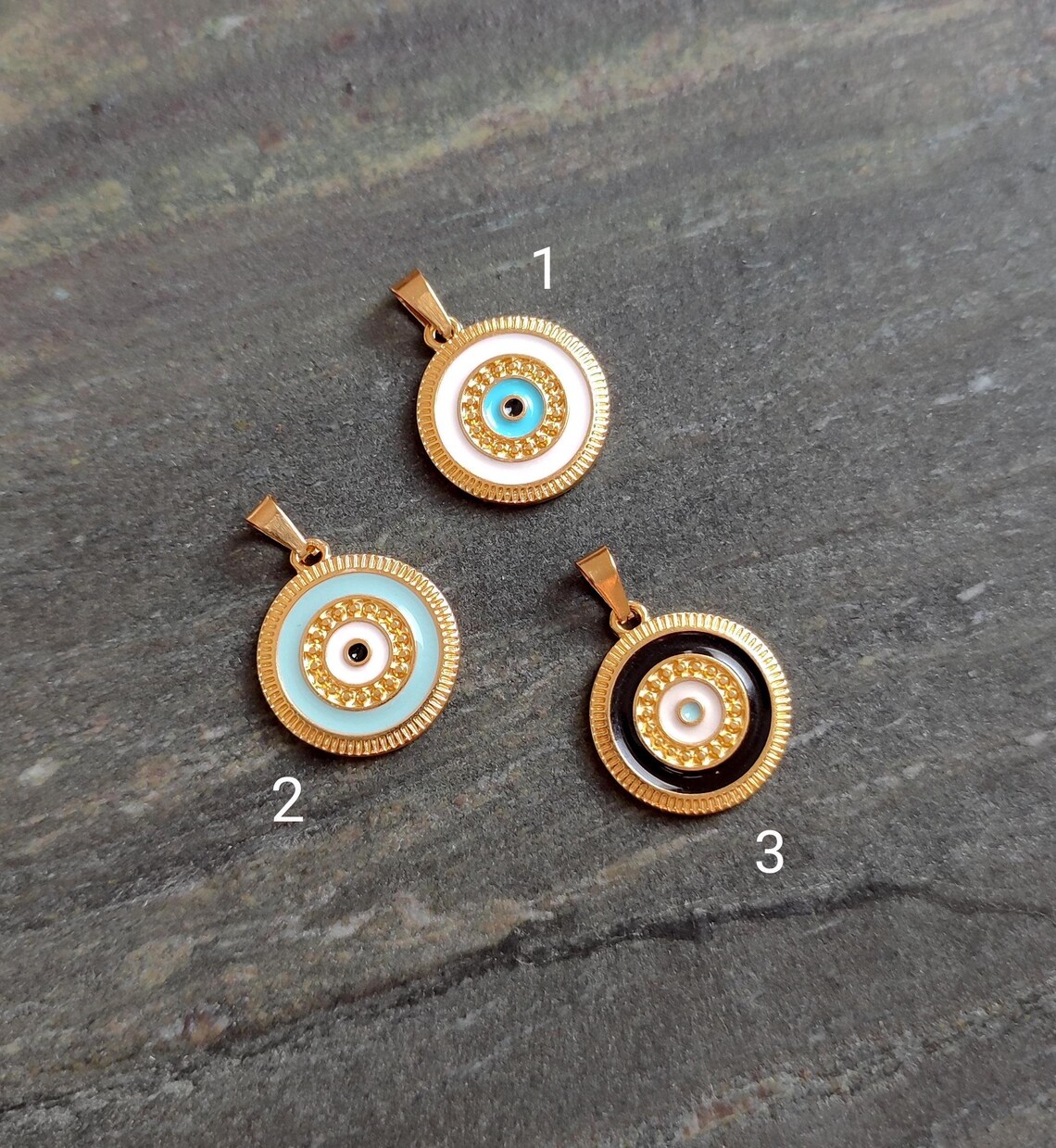 Evil Eye Coin Necklace, Gold Chunky Chain Choker, Blue Evil Eye ...