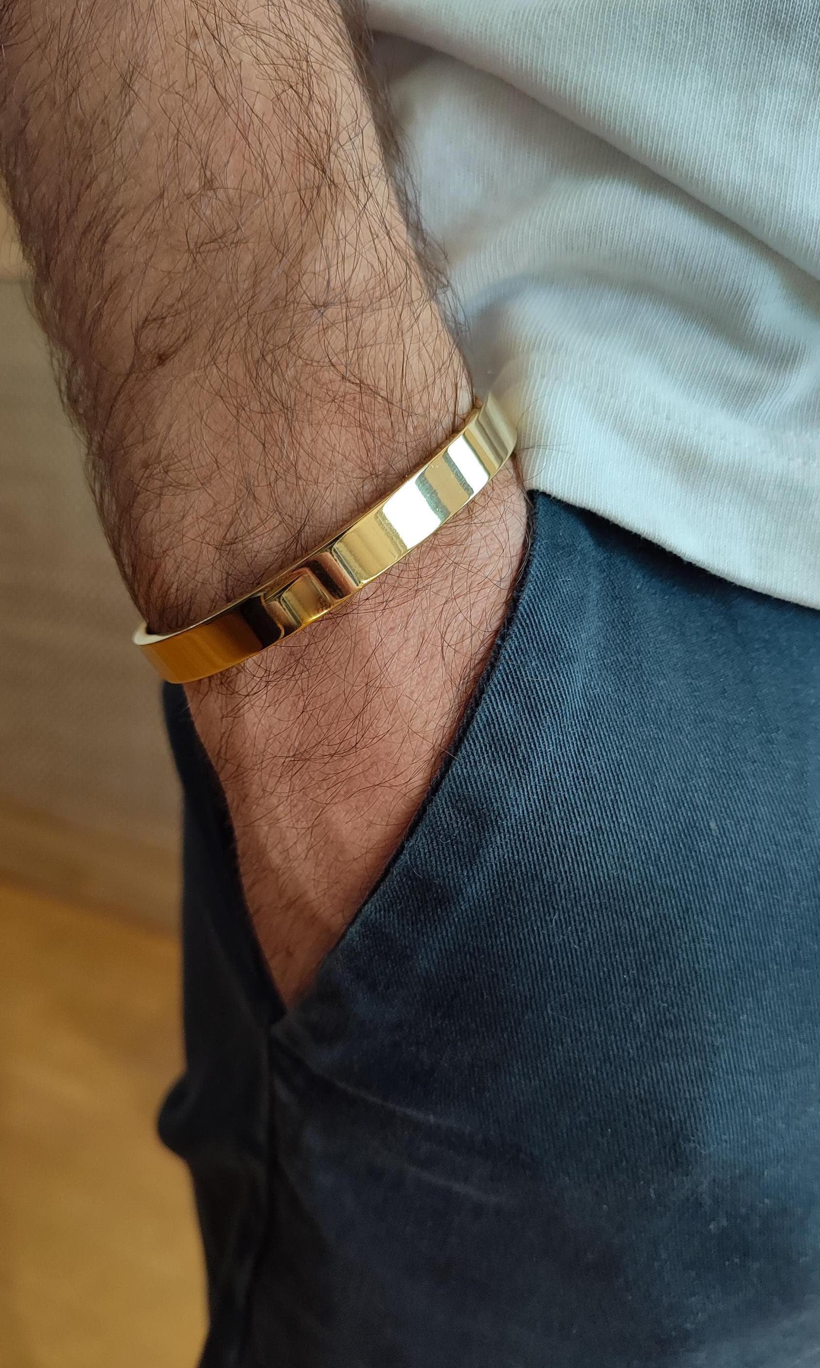 Gold Men Bangle Bracelet, Mens Jewelry, Everyday Bracelet, Cuff ...