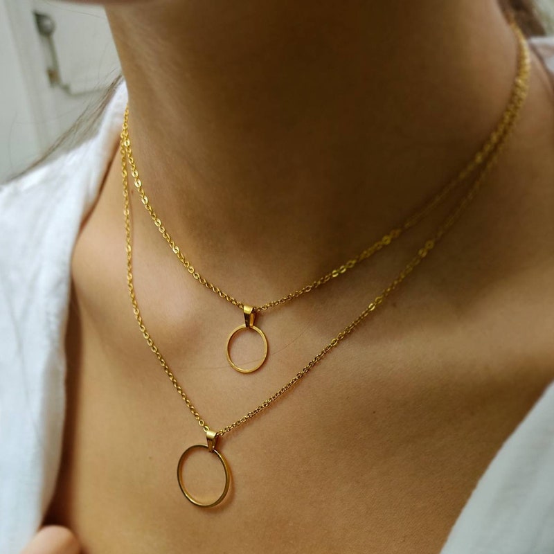 Gold Circle Necklace - Etsy