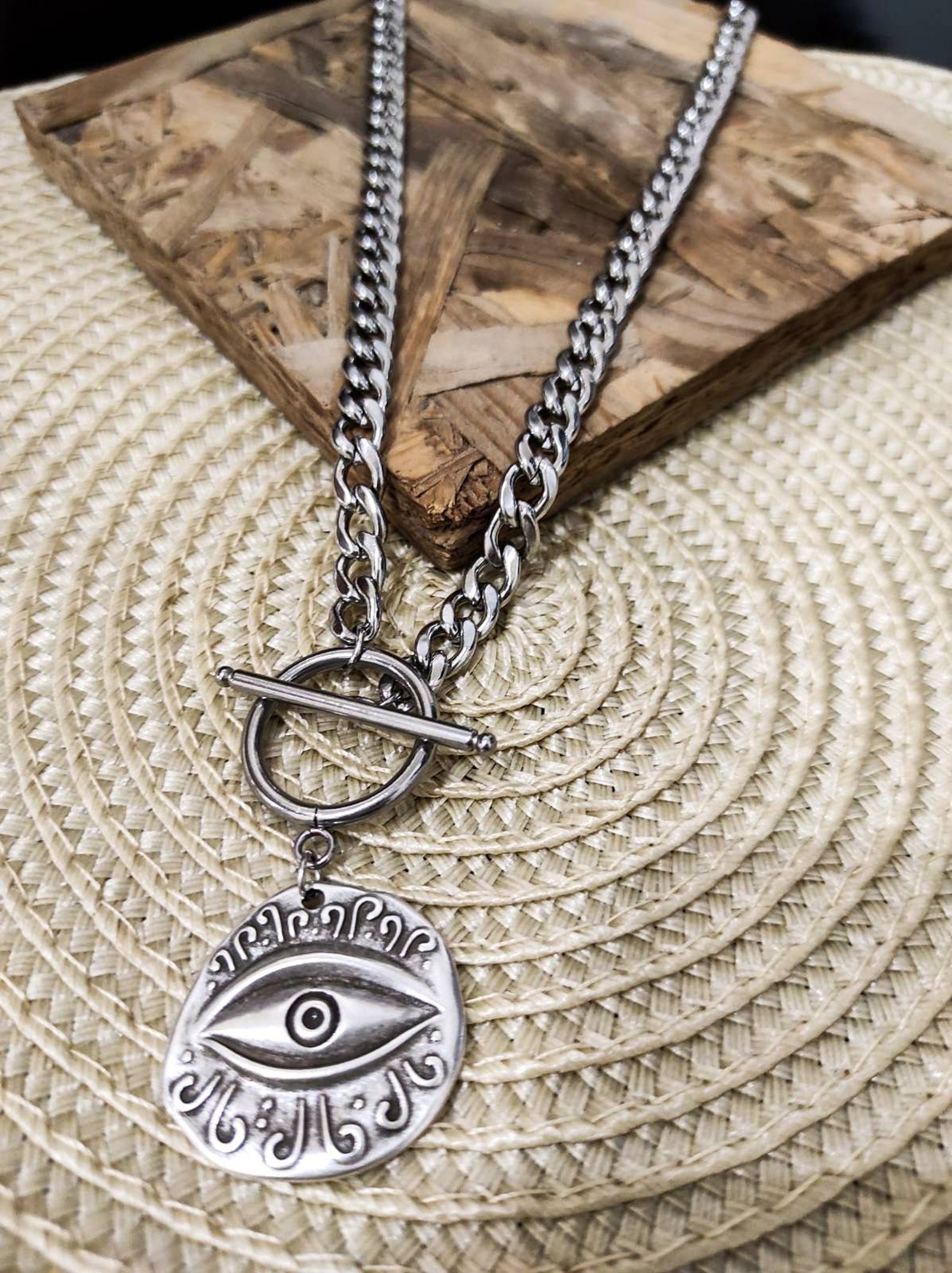 Evil Eye Chunky Chain Layered Necklace Gold Chain Necklace - Etsy