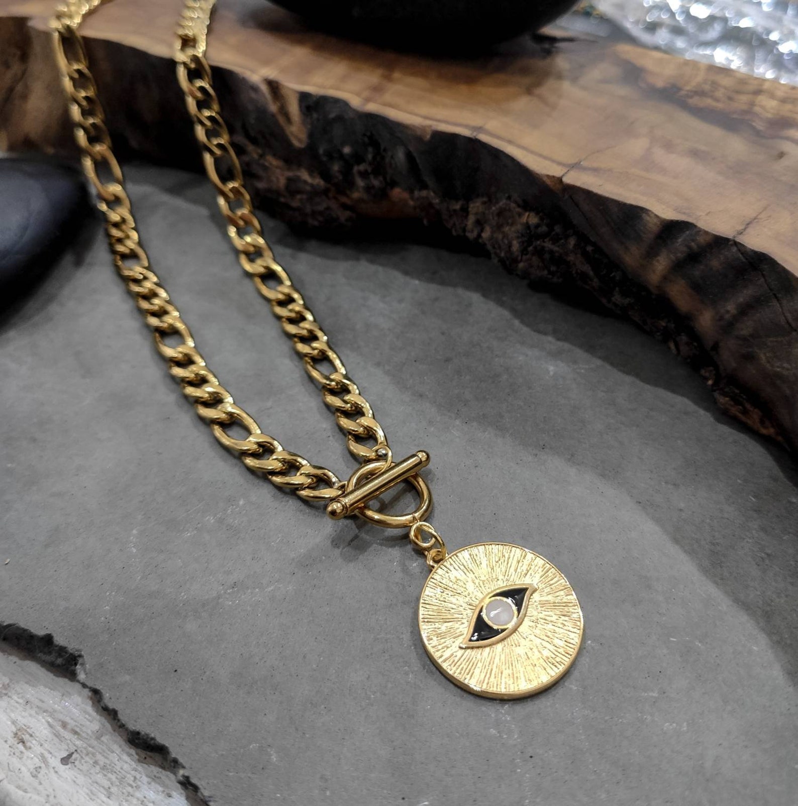 Chunky Chain Gold Evil Eye Necklaces for Women Statement - Etsy