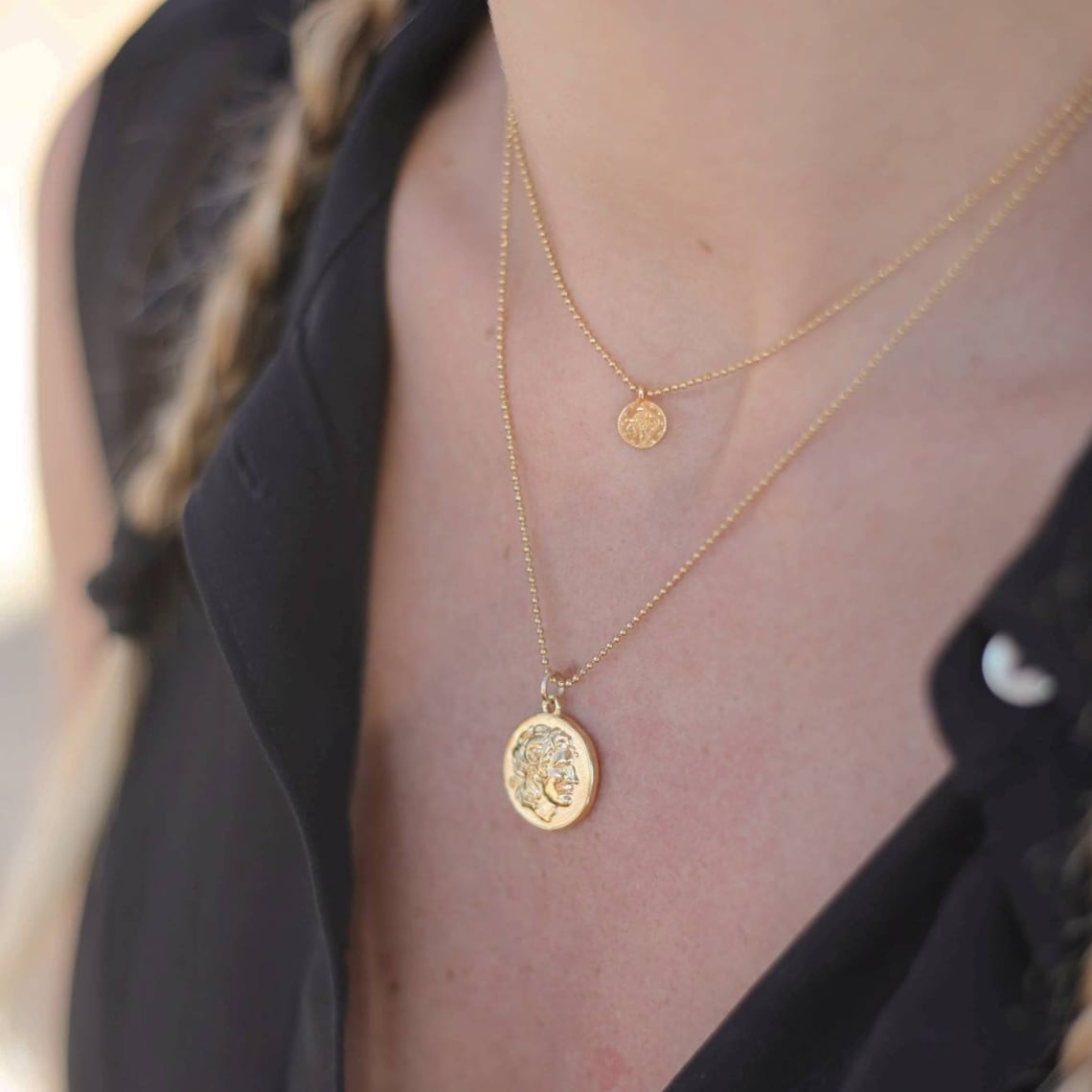 Ancient greek Alexander the great gold coin necklace Double | Etsy