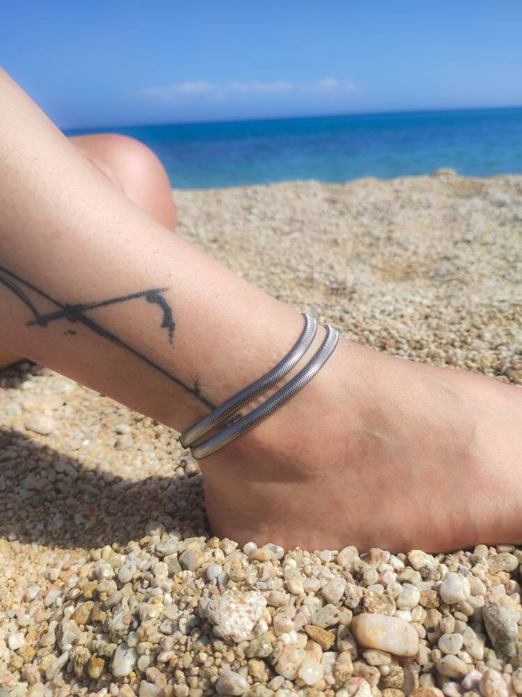 Herringbone Chain Anklets Gold Anklet Waterproof Anklet - Etsy