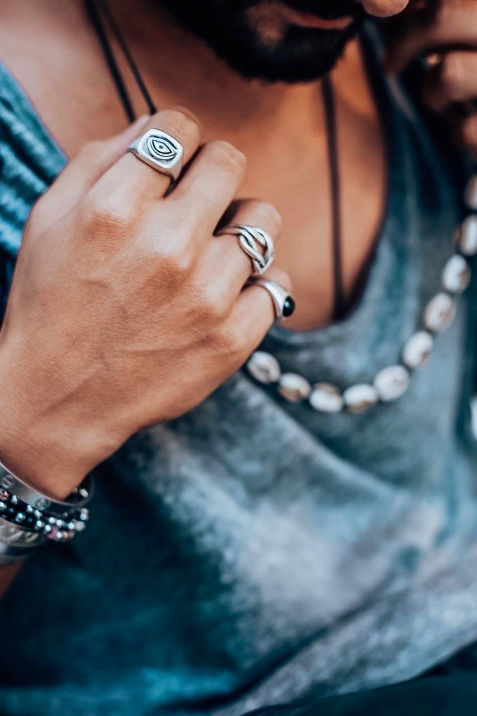 Mens Signet Ring Mens Evil Eye Ring Mens Gift Boyfriend - Etsy