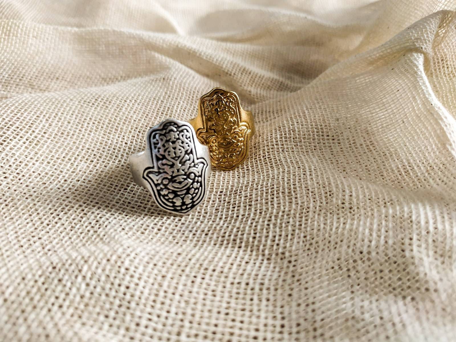 Hamsa Hand Ring Fatima Ring Hand of Fatima Ring Gold - Etsy