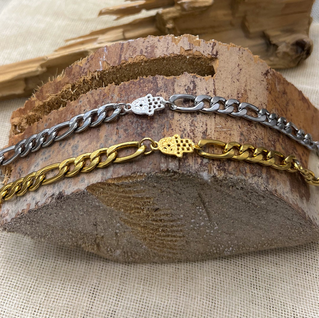 Hamsa Hand Bracelet, Gold Hamsa Bracelet, Fatima Hand Bracelet, Silver ...
