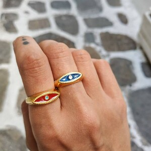 Gold Evil Eye Ring, Greek Jewellery, Ring With Evil Eye, Ring for ...