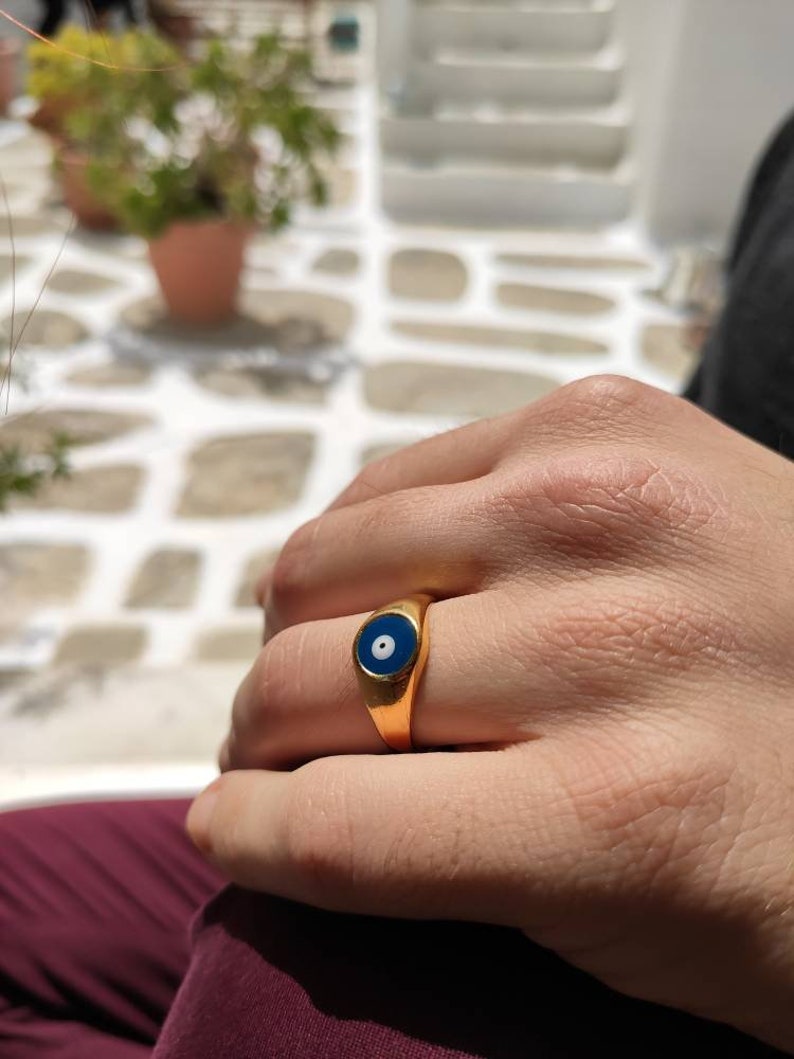 Evil Eye Ring Greek Jewellery Ring With Eye Protection Ring Positive Energy Ring Hand Painted ...