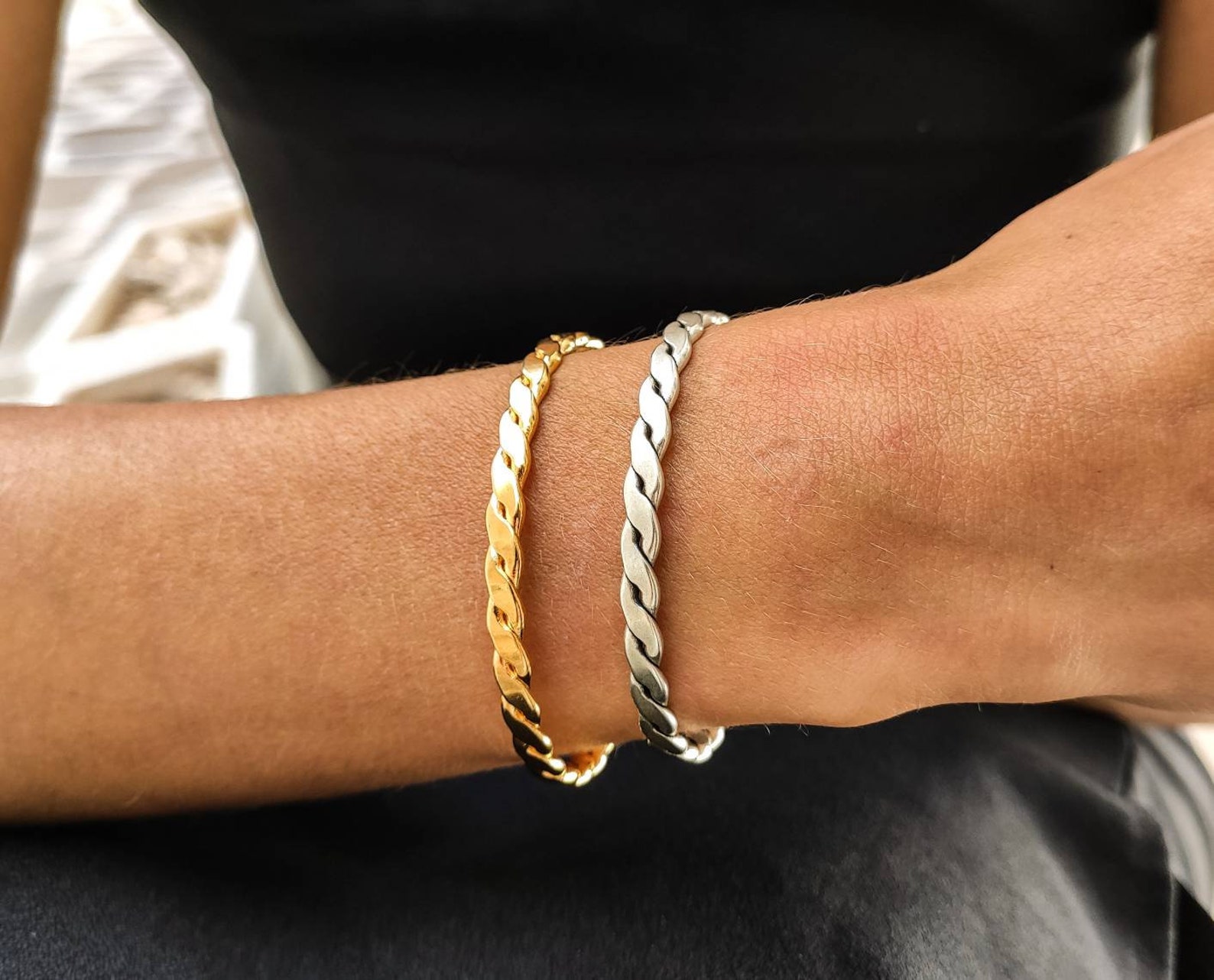 Gold Bangle Bracelet Silver Cuff Bracelet Gifts for Her - Etsy