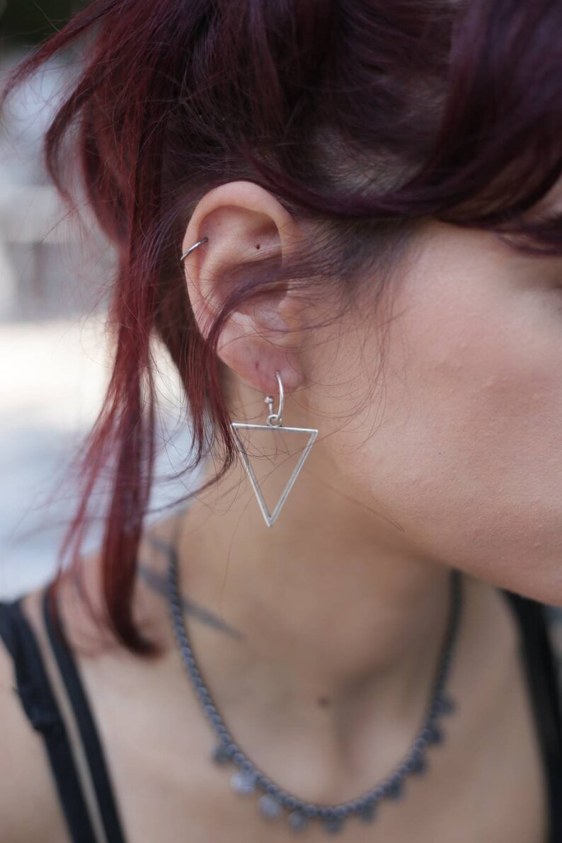 Triangle Earrings Triangle Hoops With Triangles Gold Triangles Silver ...