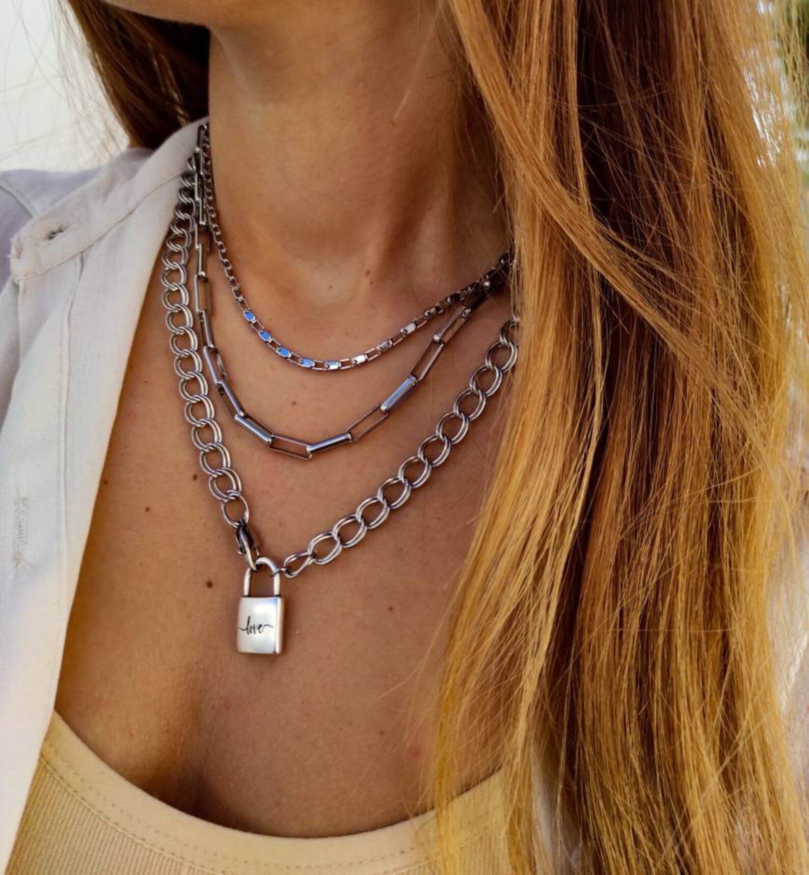 Minimalist Gold Chain Necklace Silver Chain Chunky Necklace | Etsy