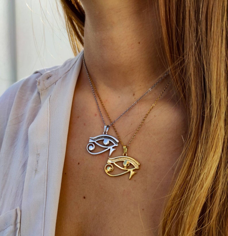 Eye of Ra Gold Chain Necklace, Eye of Horus Spiritual Necklace, Evil ...