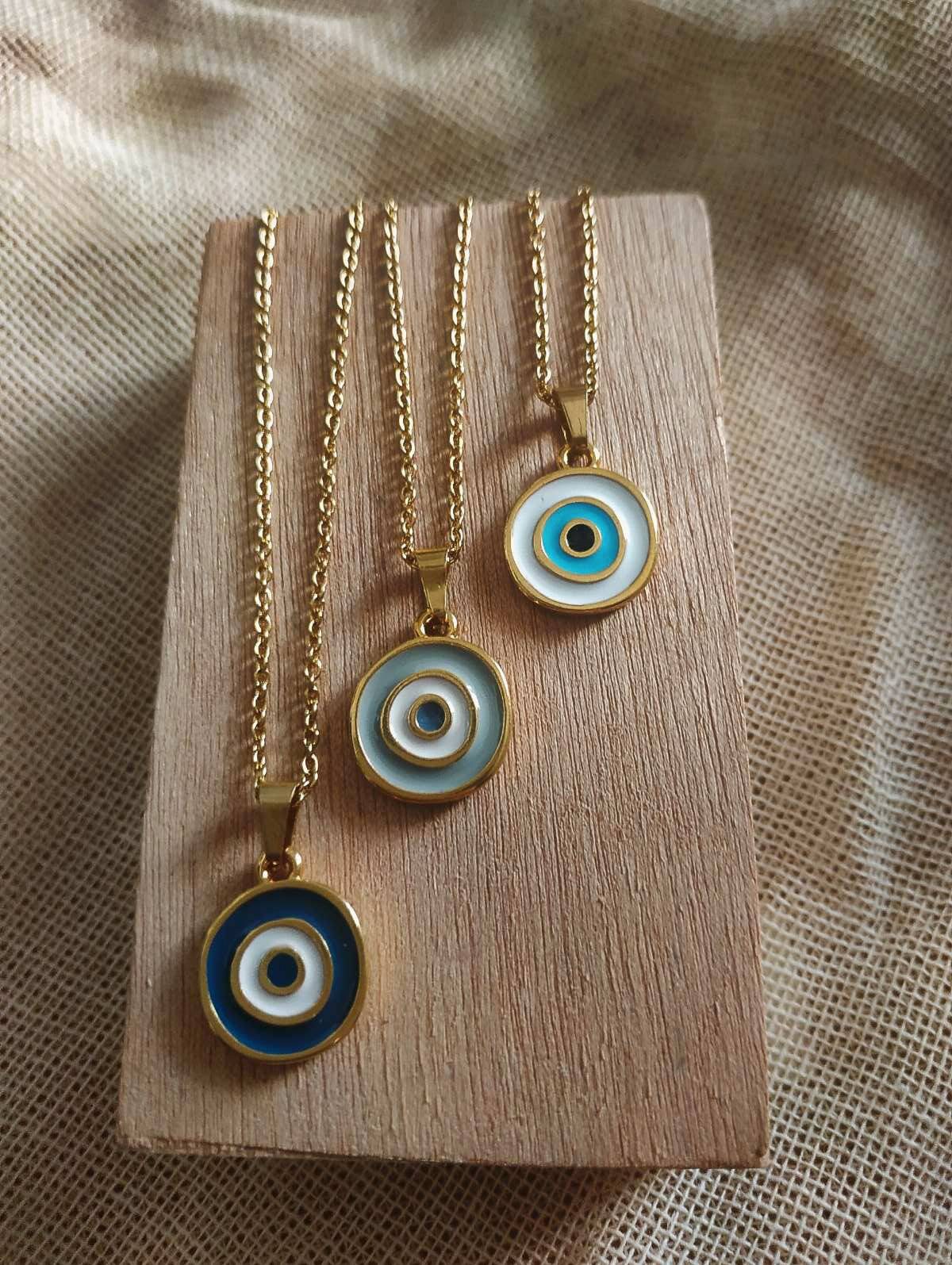 Good Luck Evil Eye Gold Necklace Dainty Evil Eye Necklace Fortune ...