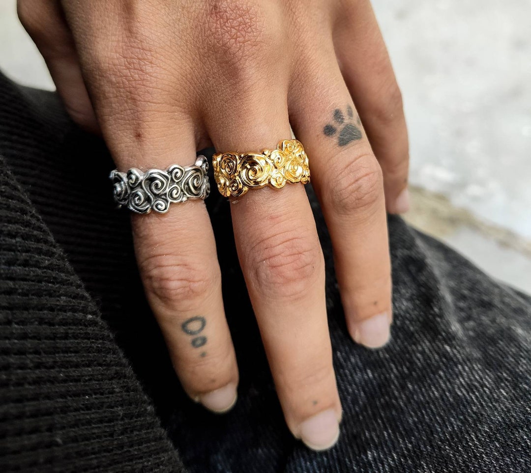 Gold Flower Ring, Thumb Ring, Rings for Women, Silver Stacking Ring ...