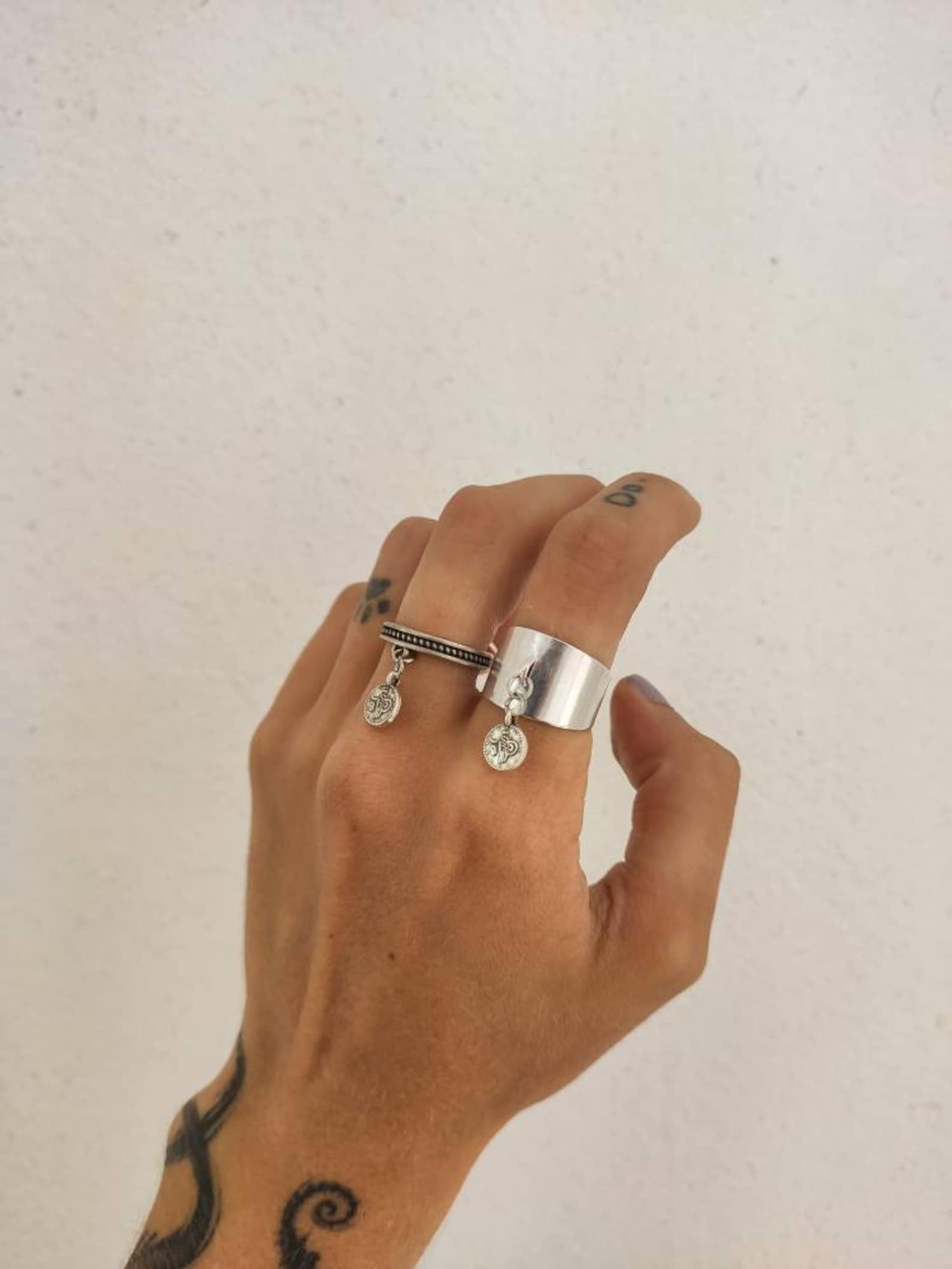Boho Ring, Dangle Charm Ring, Dainty Ring, Moonchild Ring, Witch Ring ...
