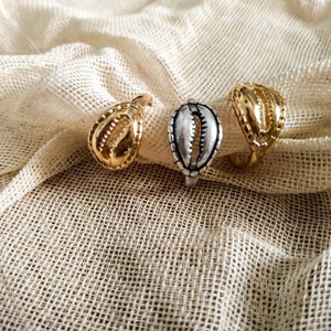 Cowrie Shell Ring, Gold Shell Ring, Gold Cowrie Ring, Silver Cowie Ring ...