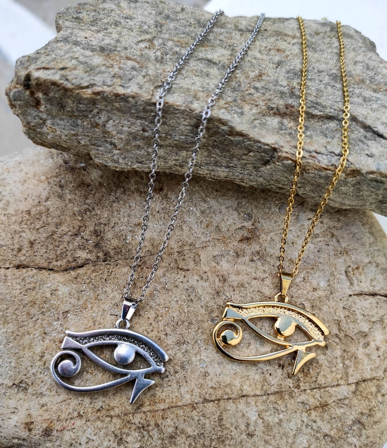 Eye of Ra Gold Chain Necklace, Eye of Horus Spiritual Necklace, Evil ...