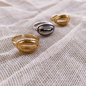 Cowrie Shell Ring, Gold Shell Ring, Gold Cowrie Ring, Silver Cowie Ring ...