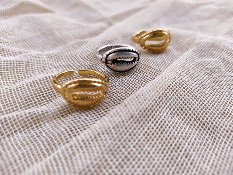 Cowrie Shell Ring Gold Shell Ring Gold Cowrie Ring Silver - Etsy
