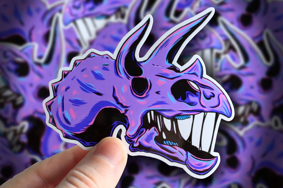 Triceratops Dinosaur Skull Sticker or Magnet - Etsy