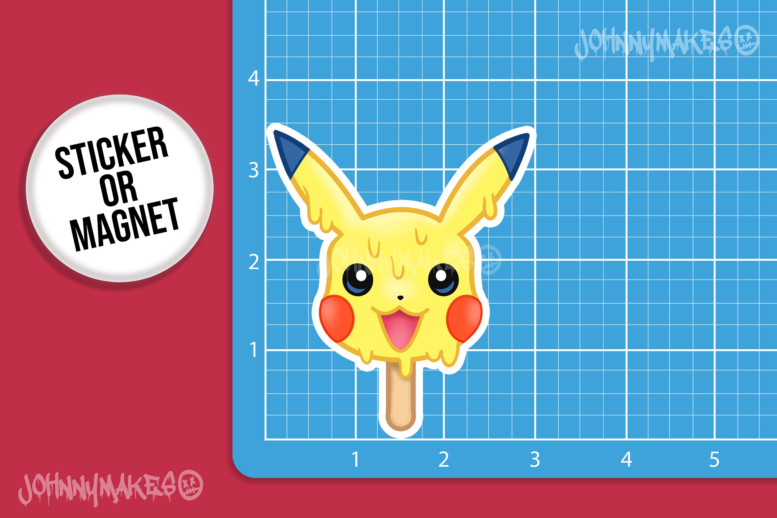 Pikachu Pokémon Popsicle Sticker or Magnet - Etsy