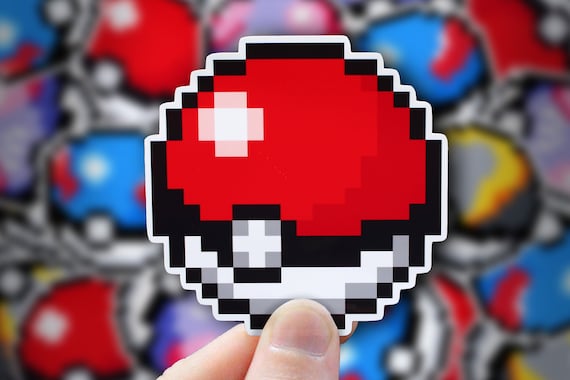 8-bit Pokéball Sticker or Magnet | Etsy