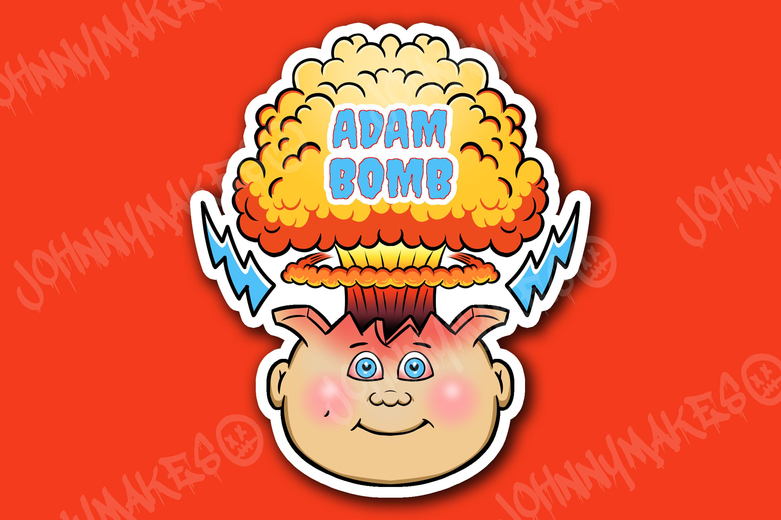 Adam Bomb Garbage Pail Kids Inspired Sticker or Magnet - Etsy