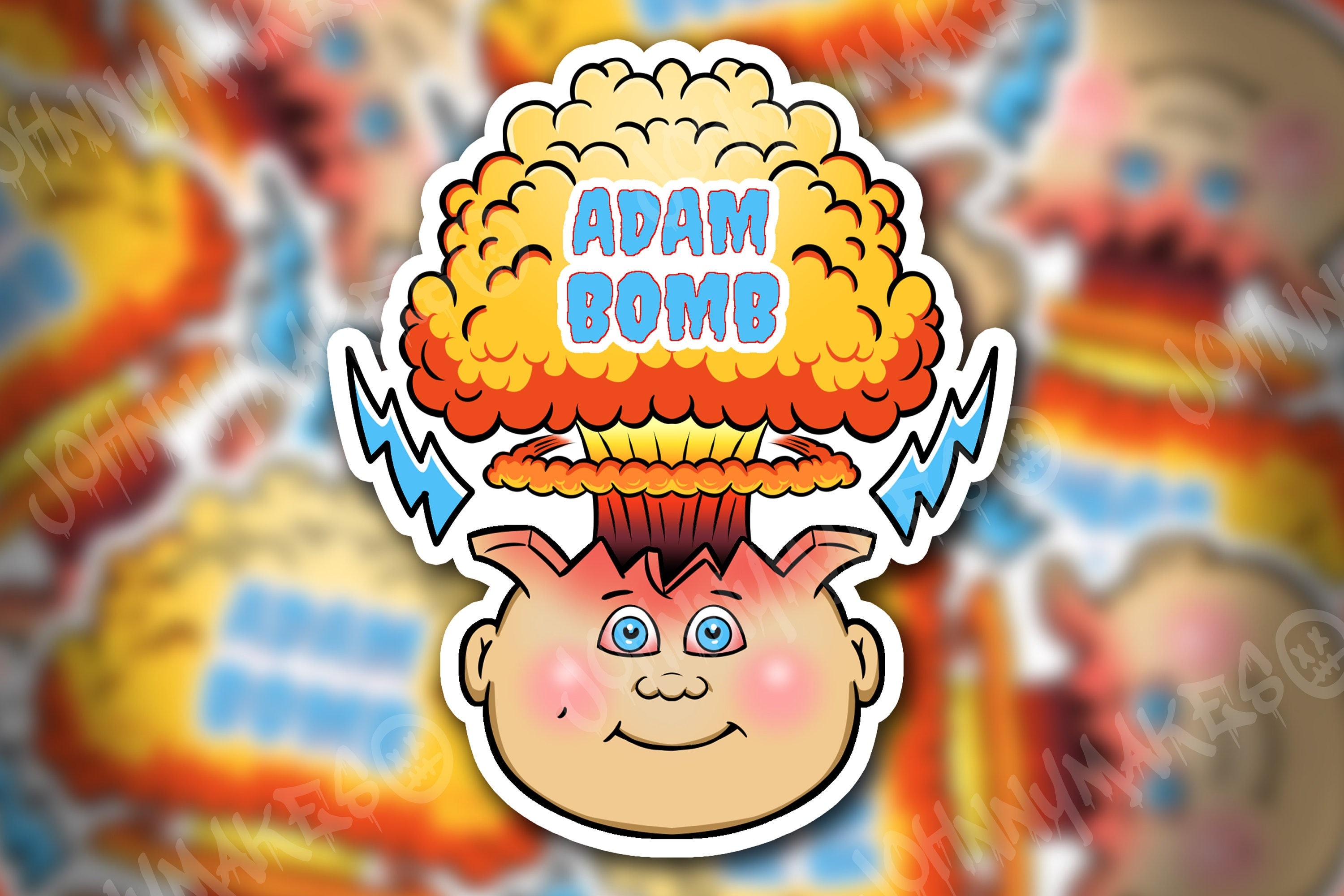 Adam Bomb Garbage Pail Kids Inspired Sticker or Magnet - Etsy