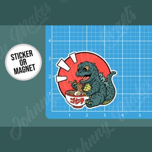 Baby Godzilla Ramen Sticker: Chibi Kaiju Art - Etsy